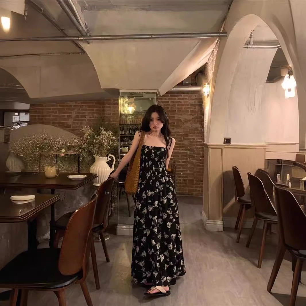 Floral French Sling Dress – Slimming Beach Style – Tudoholic