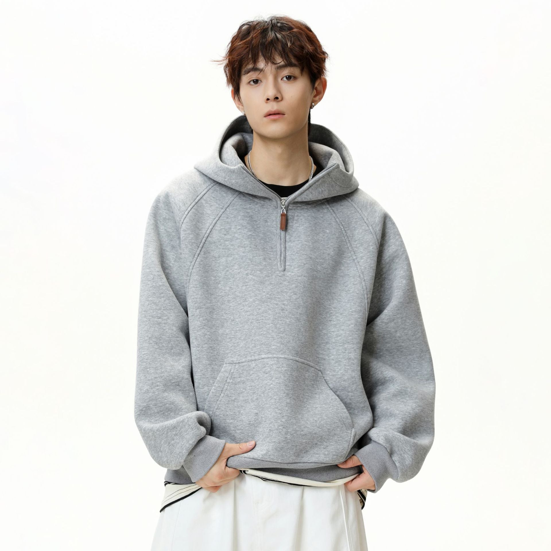 Men’s 3D Split Half-Zip Thickened Hooded Sweatshirt – Tudoholic