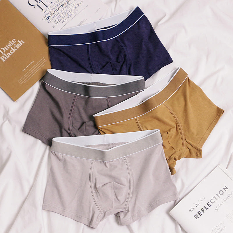 PACK OF - 4 Men’s Cotton Boxers – Comfy, Solid Color, All-Season ...