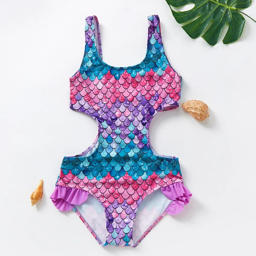 Girls’ Fish Scale Swimsuit – Gradient Mermaid Style 🌊 – Tudoholic
